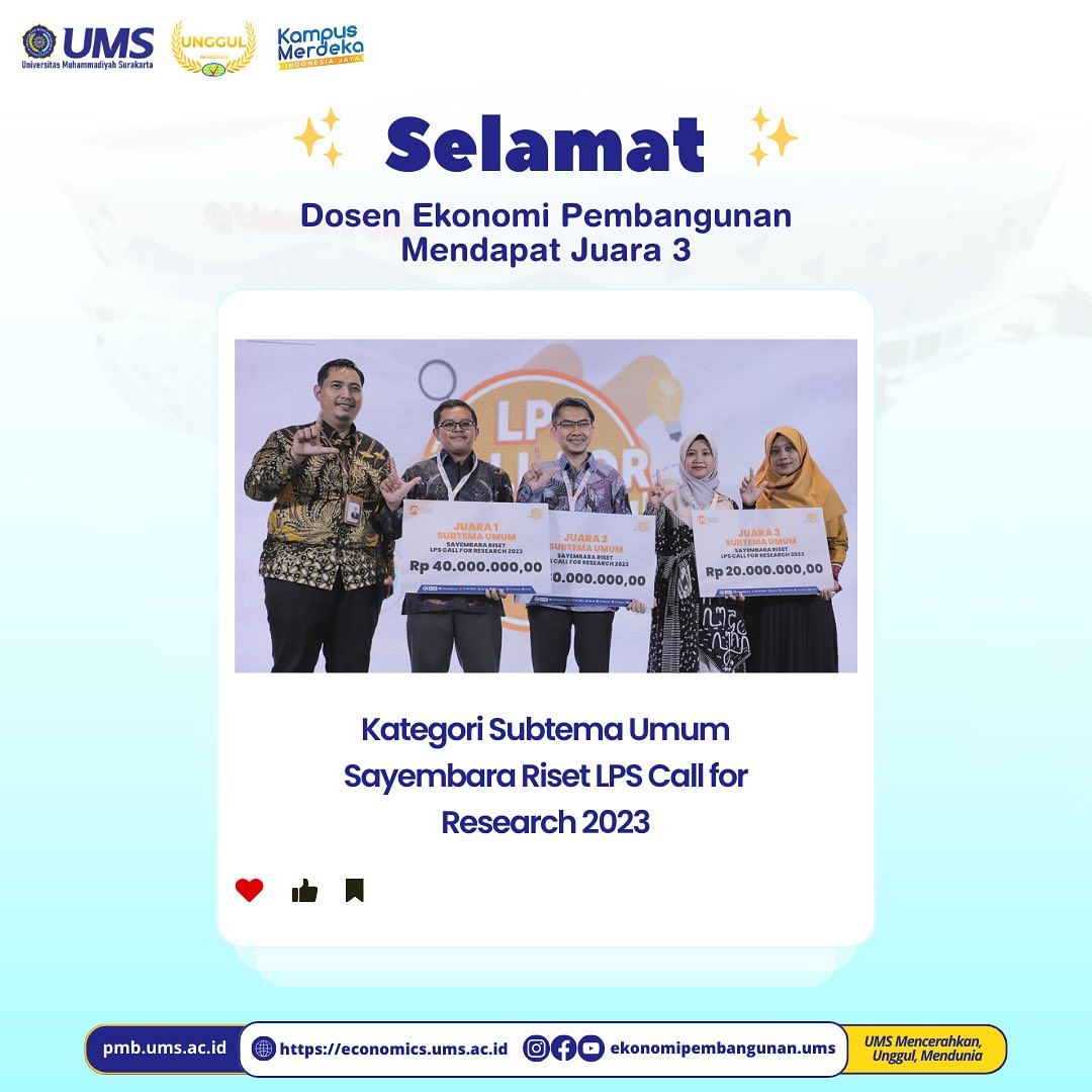 Dosen Prodi Ekonomi Pembangunan Meraih Juara 3 Kategori Subtema Umum ...